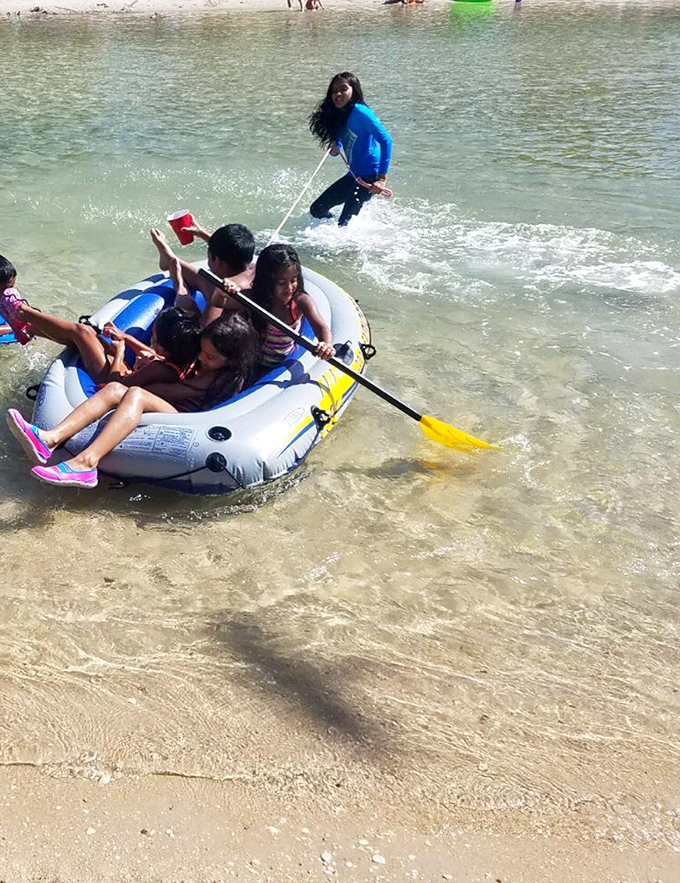 Family memories in the making. That inflatable boat will feature prominently in stories told at future Thanksgiving dinners.