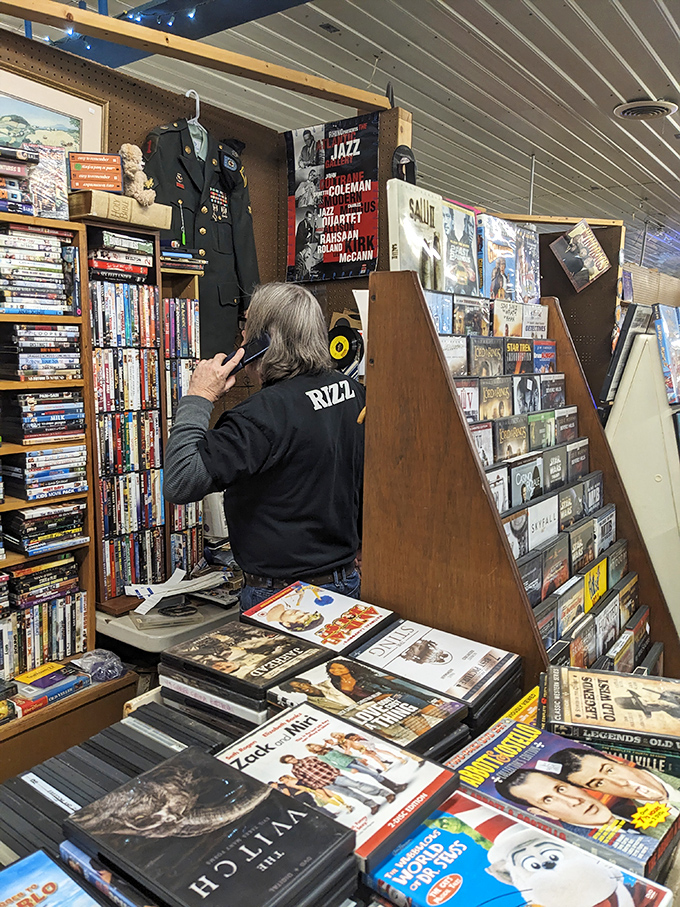 A music enthusiast's dream! This shopper dives into decades of musical history, where forgotten albums become rediscovered treasures.