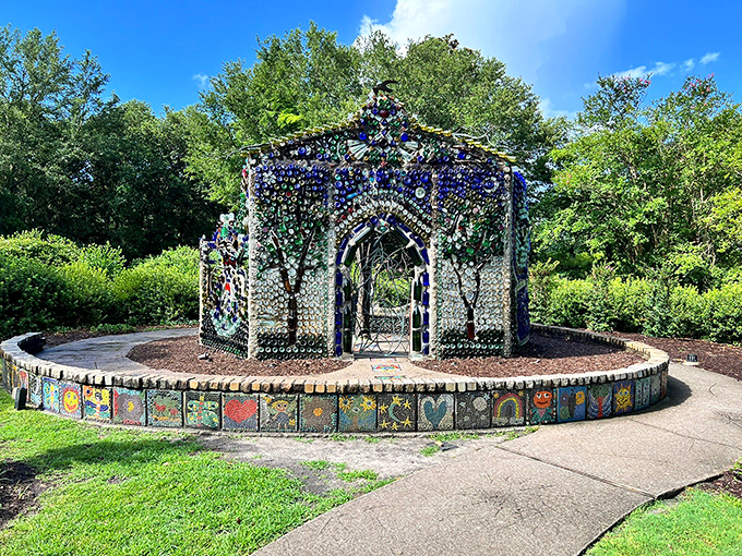 Not your grandmother's chapel—unless your grandmother was extraordinarily creative with bottles and cement. This shimmering sanctuary transforms sunlight into magic.