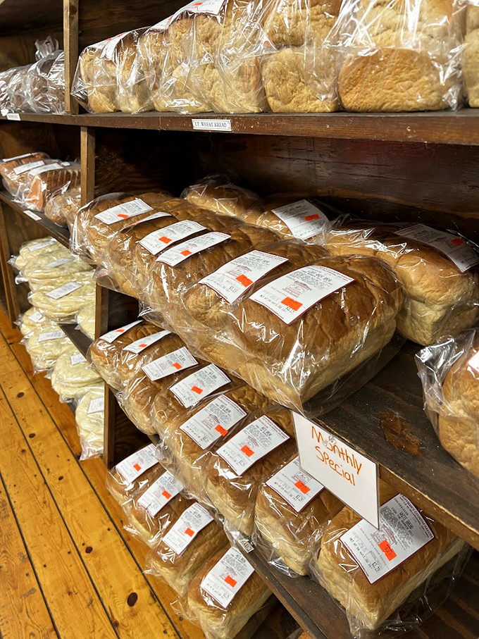 Freshly baked loaves lined up like edible bricks&mdash;the foundation of any respectable sandwich architecture or morning toast ritual.