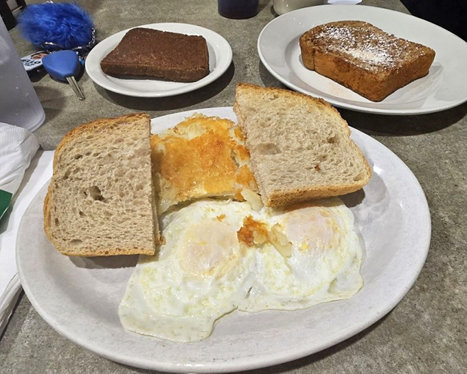 Breakfast simplicity at its finest. Those eggs are cooked with the confidence that comes from making thousands just like them, each one perfect.