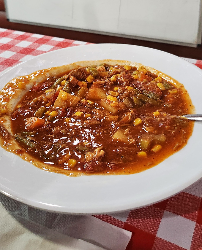 Brunswick stew so hearty and rich, it's like a warm hug from your favorite Southern grandmother in a bowl.