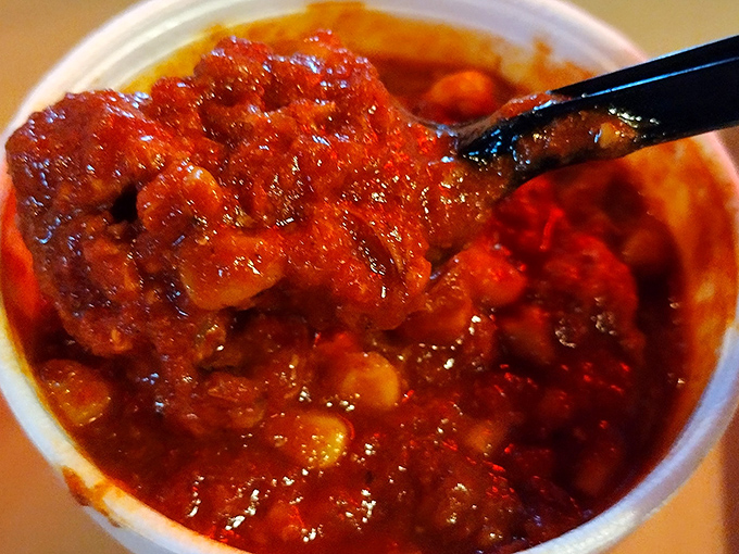 Brunswick stew that looks like Georgia in a bowl. Those chunks of goodness swimming in tomato-based harmony would make any Southerner proud.