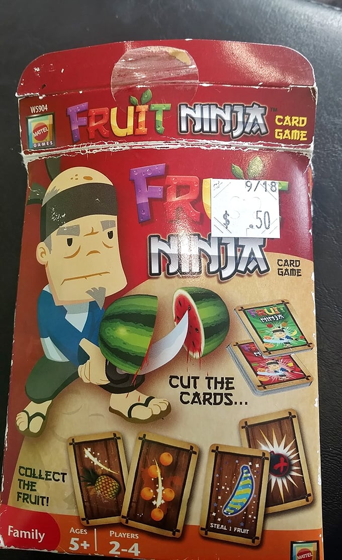 Fruit Ninja: the analog version! Before touchscreens, we sliced watermelons with cards and strategy, not swiping fingers.