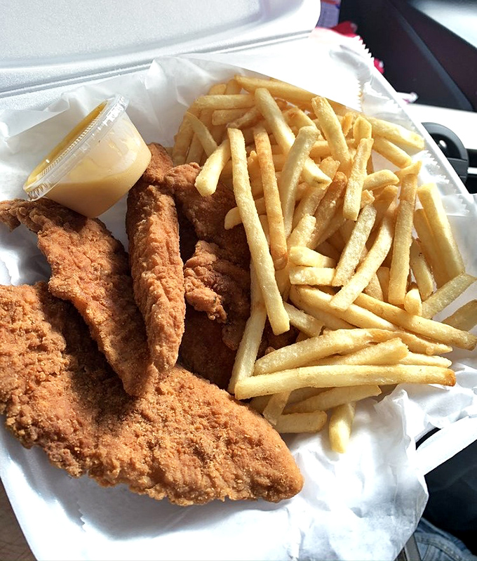 Crispy chicken fingers and fries&mdash;comfort food that speaks the universal language of "yes, this is exactly what I needed today."