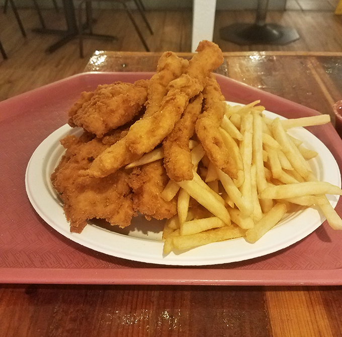 Chicken strips and fries for the seafood-averse companion in your group—because every fishing expedition needs someone to watch the boat.