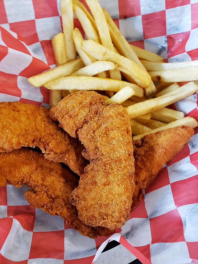 Crispy on the outside, tender on the inside&mdash;these chicken tenders with golden fries are proof that some childhood favorites deserve permanent spots on adult menus.