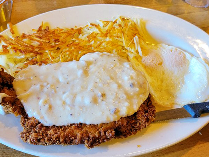 Chicken fried steak with gravy so good you'll want to write it a thank-you note. Comfort food that hugs you from the inside.