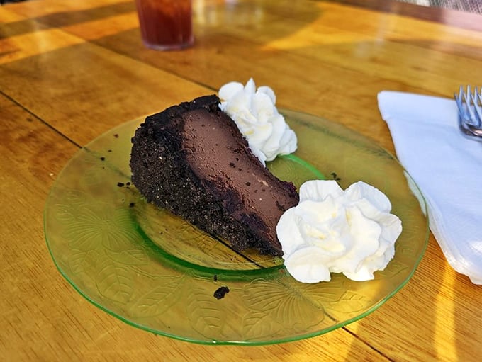 This chocolate cheesecake with twin dollops of whipped cream isn't just dessert&mdash;it's the reason elastic-waist pants were invented.