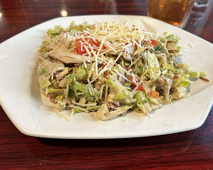 The Chop Chop salad transforms humble greens into a celebration, with every bite offering a perfect balance of textures and flavors.