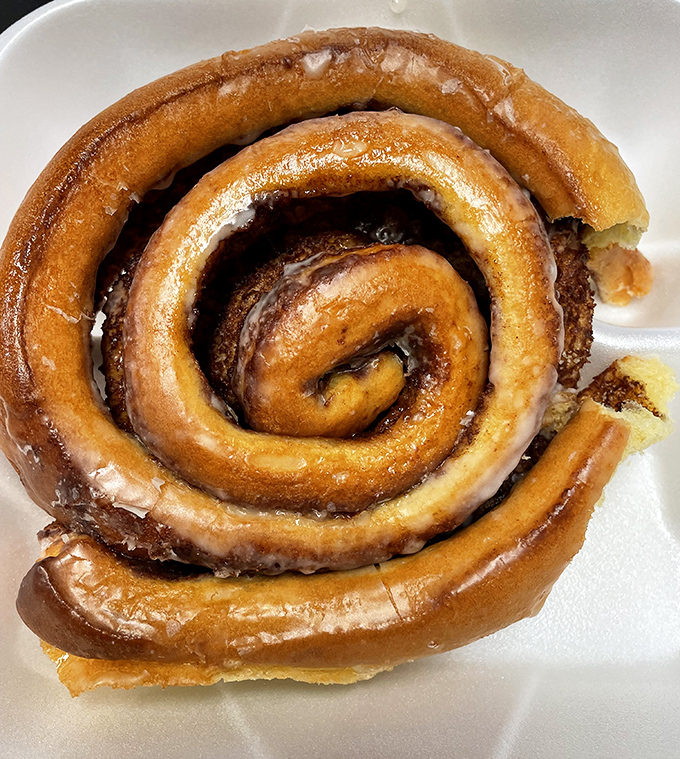 This cinnamon roll isn't just breakfast &ndash; it's a spiral-shaped journey to a simpler time when calories didn't exist on vacation.