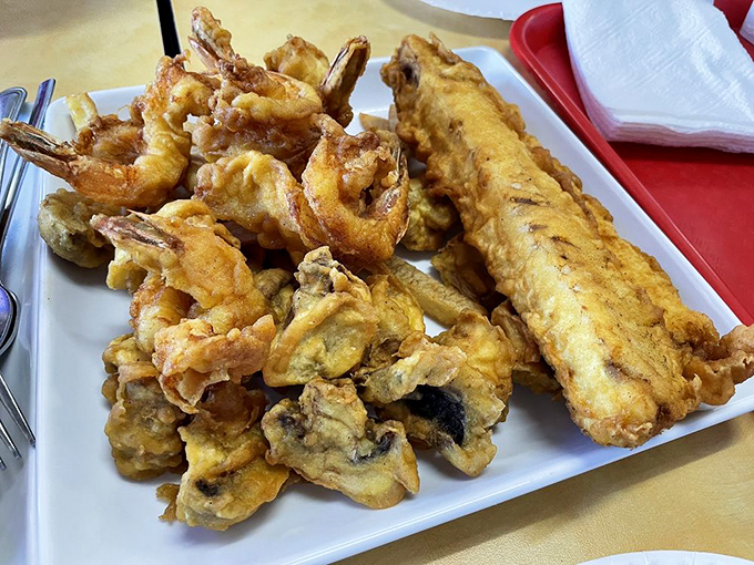 Ocean meets earth in this magnificent spread. Plump prawns and mushrooms join forces with perfectly flaky cod for a surf-and-turf revelation.