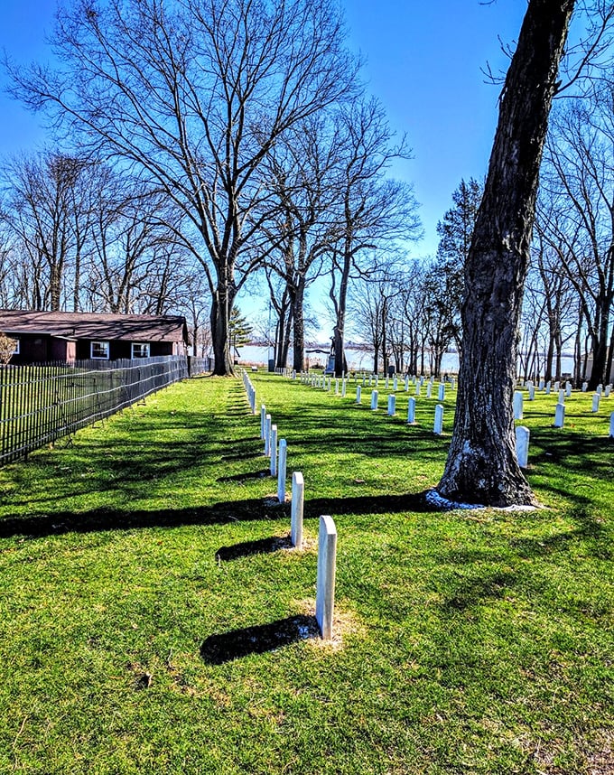 Johnson's Island Confederate Cemetery offers a solemn, beautiful reminder of history&mdash;where fallen soldiers rest peacefully under a canopy of trees beside Lake Erie's shores.