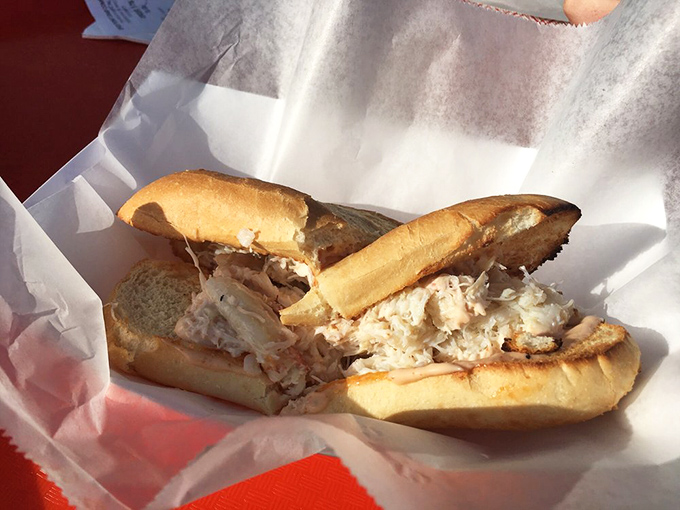 A crab sandwich that doesn't hide behind fancy garnishes. Just pure, sweet Dungeness on toasted bread&mdash;the seafood equivalent of a perfect sunset.