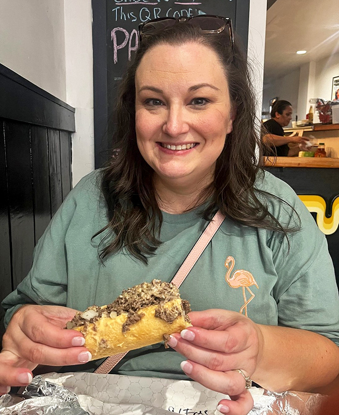 The joy of biting into a Woodrow's sandwich is universal&mdash;just look at that face of pure sandwich satisfaction.