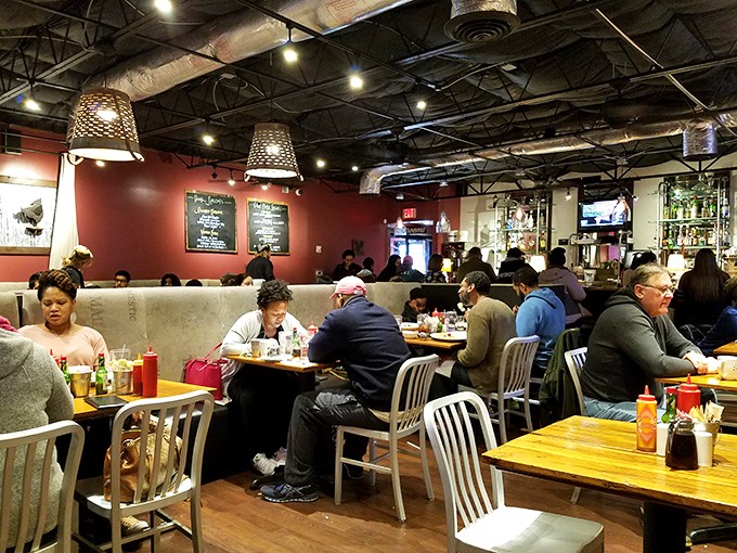 Weekend mornings at Scrambled look like this: a full house of happy diners solving the world's problems over forkfuls of breakfast bliss.