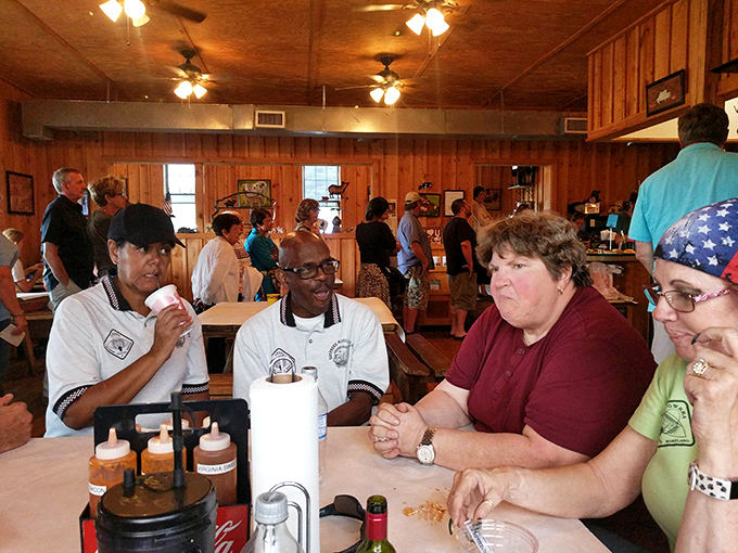 The true measure of great barbecue? The diverse crowd it attracts&mdash;from locals to road-trippers, all united in the universal language of "mmmmm."