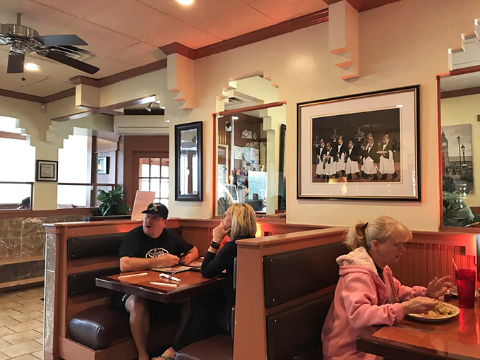 Booths designed for comfort and conversation&mdash;where locals solve world problems over pancakes and endless coffee refills.
