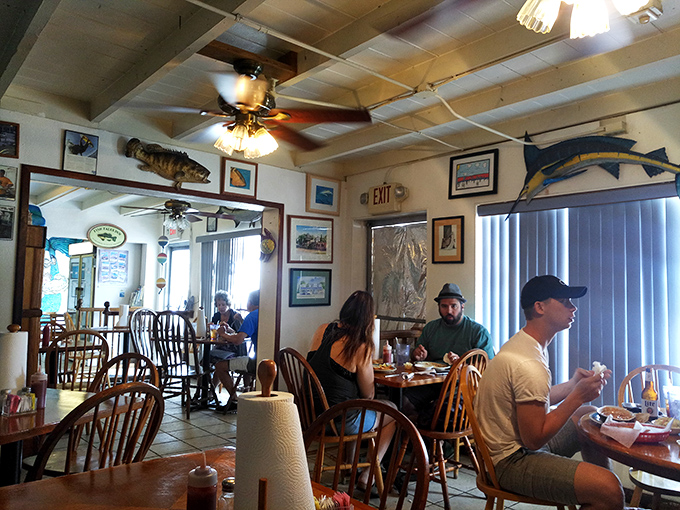 The dining room buzzes with the satisfied murmurs of locals and tourists united by one thing: the pursuit of exceptional seafood.