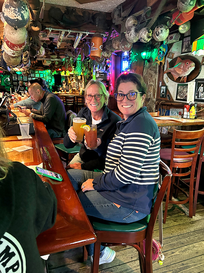Happy diners proving that good barbecue is the universal language of contentment and joy.