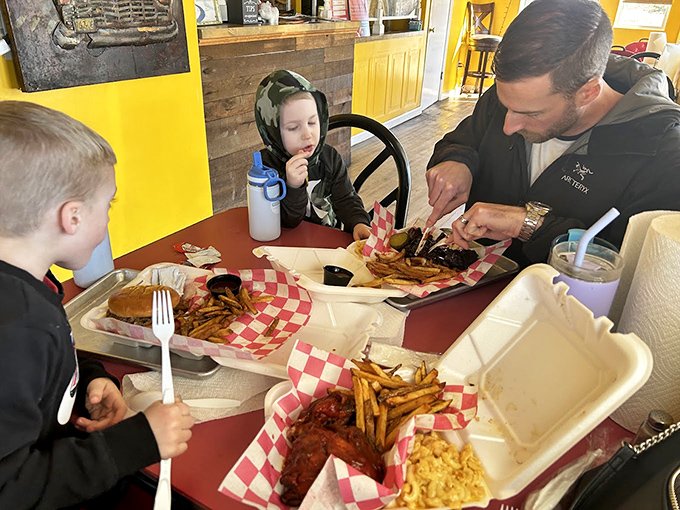 The universal language of barbecue bringing families together&mdash;notice nobody's looking at their phones when there's meat this good.