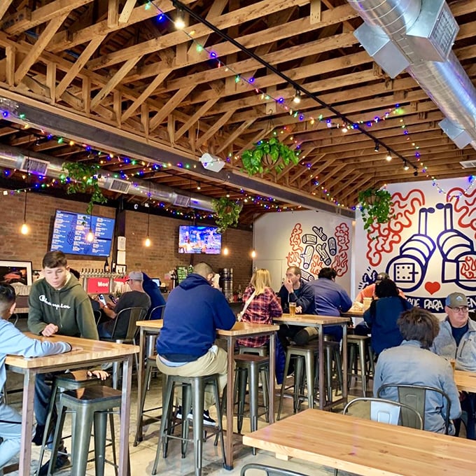 Where strangers become friends over the universal language of "pass the napkins." Communal tables filled with the happily hungry.