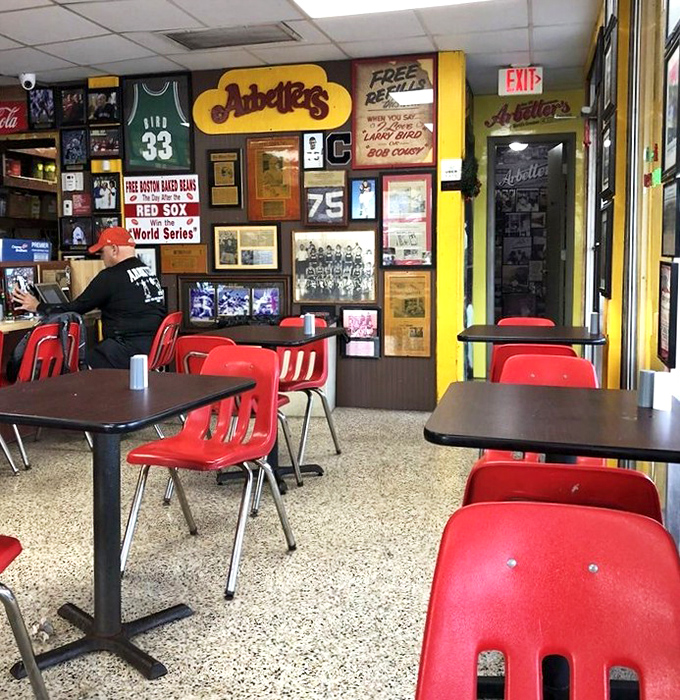The dining area&mdash;where sports memorabilia and decades of local history create the perfect backdrop for hot dog enlightenment.