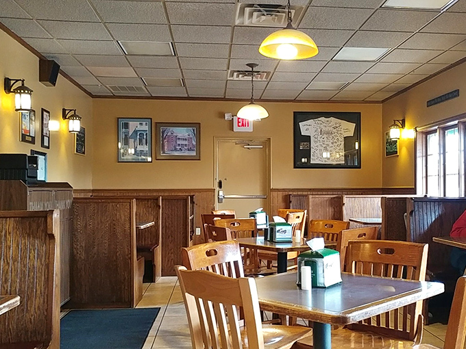 Booths and tables bathed in warm lighting create the perfect backdrop for memory-making meals. Nostalgia served alongside every dish.