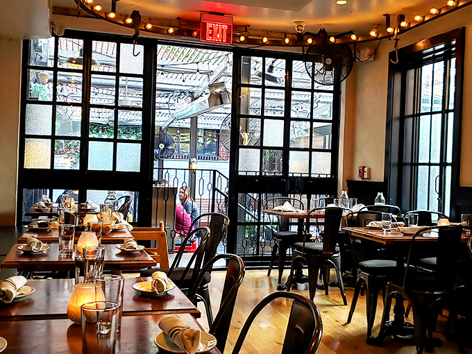 Windows that invite the city in without the noise. The dining room balances intimacy with energy&mdash;like Philadelphia itself on a plate.