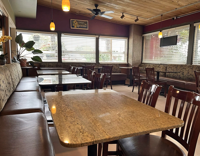 Where artichoke pilgrims gather. The dining room's warm wood tones and comfortable booths have witnessed countless first-time artichoke converts over the decades.