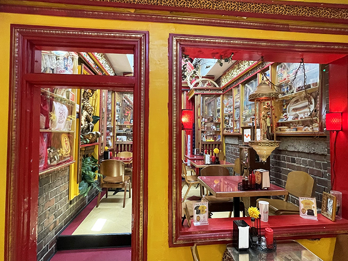 The dining area feels like you've stumbled into a secret club where the password is "extra mustard" and everyone's in on the delicious conspiracy.