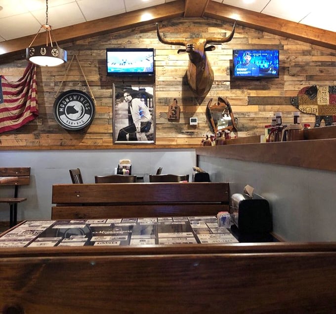 Where BBQ dreams come true. The mounted deer watches over diners like a benevolent forest spirit who sacrificed himself for the cause of great food.