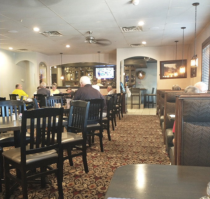 The dining room strikes that sweet spot between casual comfort and special occasion elegance perfectly.