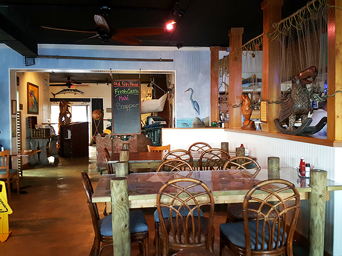 Nautical touches that feel earned, not manufactured. Every piece of d&eacute;cor has a story, unlike those chain restaurants with "fishing village" themes.