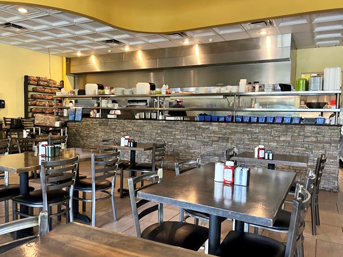 The dining room where breakfast conversations flow as smoothly as the coffee refills and friendly service.