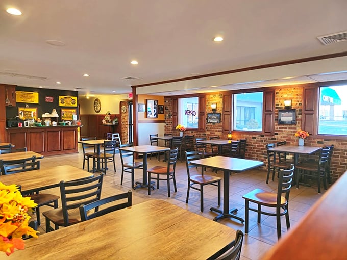 A dining room where every table tells a story, and every chair has supported countless happy customers on their journey to food bliss.