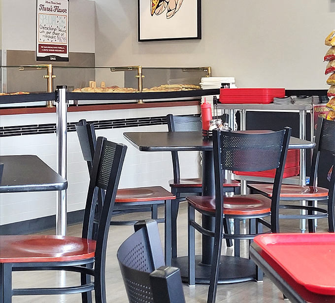 Simple tables and chairs that know their role&mdash;they're just the supporting cast for the star of the show coming from the kitchen.