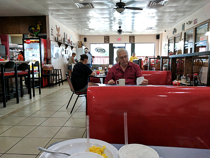 Where ceiling fans spin lazy Southern tales and every booth holds breakfast adventure seekers.