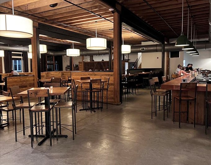 Empty tables waiting for the dinner rush&mdash;like a theater before the show, the stage is set for culinary magic.