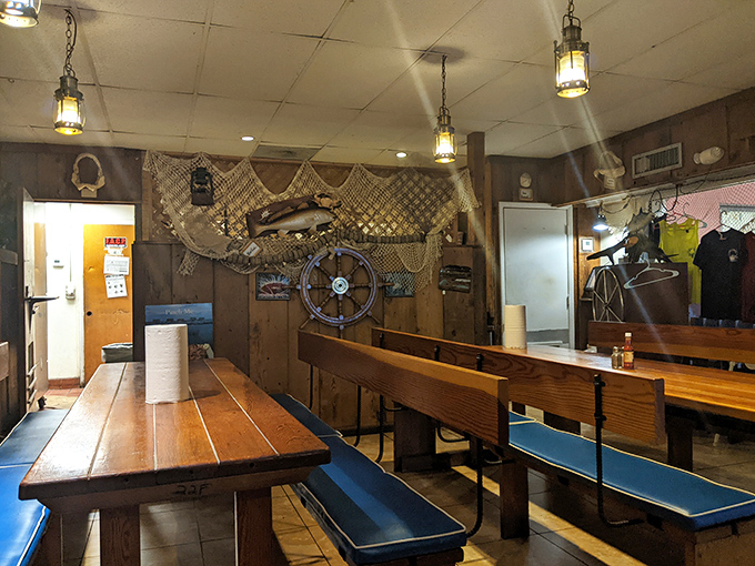 Fishing nets and nautical wheels aren't just decor&mdash;they're a promise that your seafood didn't take the scenic route to your plate.