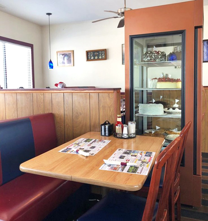 That dessert case in the background is the silent siren of the diner experience, tempting you to save room no matter how full you already are.