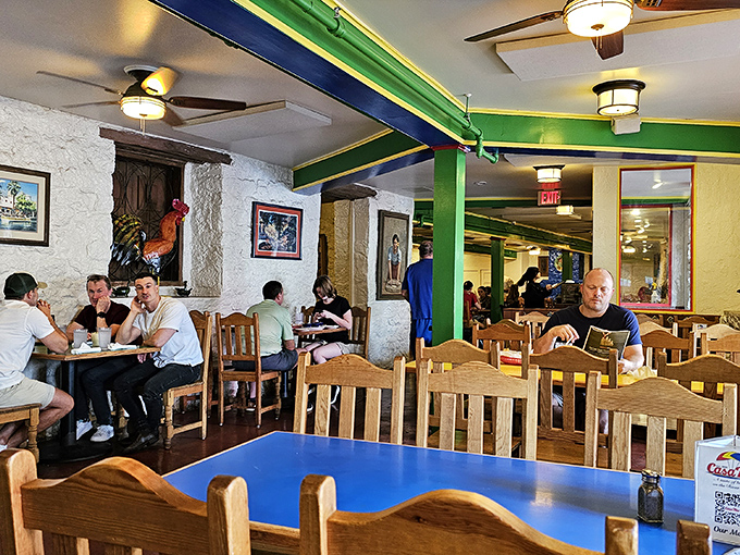 The dining room's vibrant colors and wooden beams tell stories of countless celebrations, first dates, and "just because it's Tuesday" dinners.