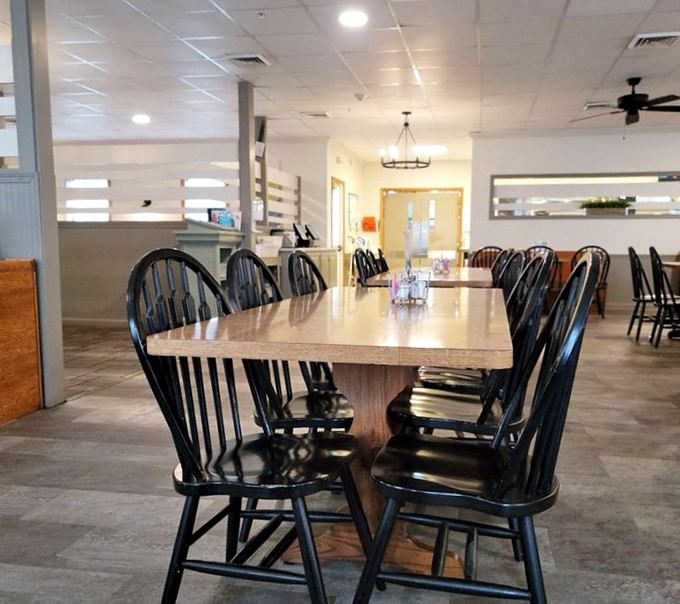 Simple wooden tables and Windsor chairs create the perfect stage for the real stars of Dutch Kitchen&mdash;the plates of homestyle food heading your way.