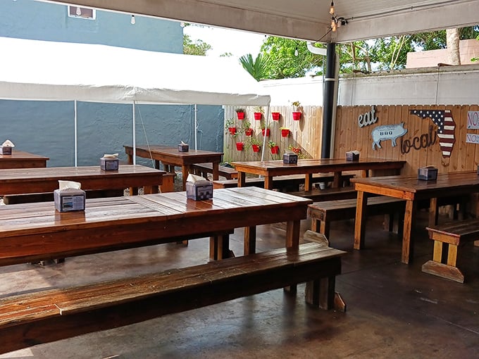 Picnic tables that have witnessed more food euphoria than a therapist's couch. Simple, sturdy, and ready for your barbecue breakdown.