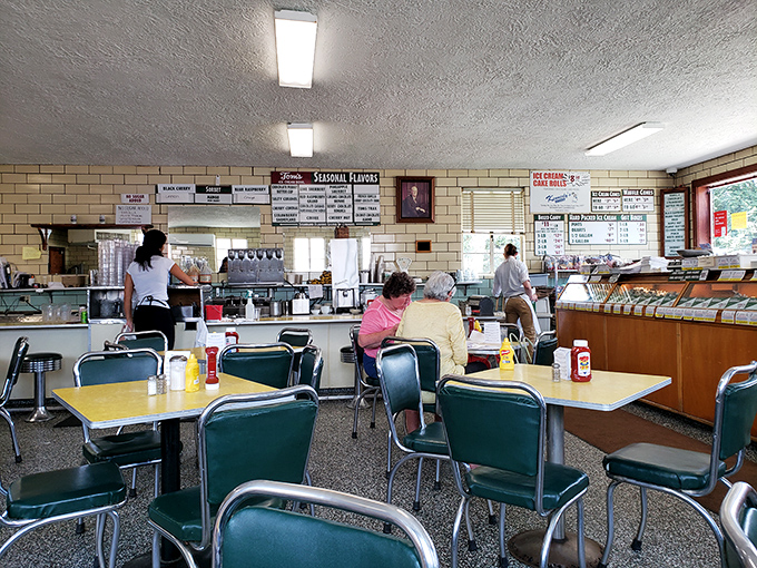 Where strangers become friends over ice cream. The dining room hums with the universal language of "mmmmm."