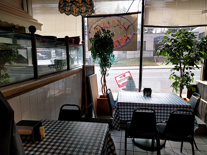The dining area feels like your favorite aunt's house, if your aunt happened to make sandwiches that could feed a small nation.