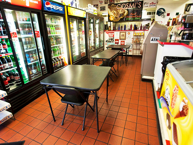 The dining area's utilitarian charm says, "We know why you're here, and it's not for the ambiance." Fair enough when the food's this good.