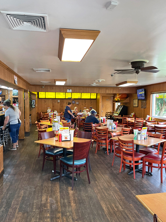 No Edison bulbs or reclaimed wood here&mdash;just honest seating where generations of Virginians have experienced hot dog nirvana.