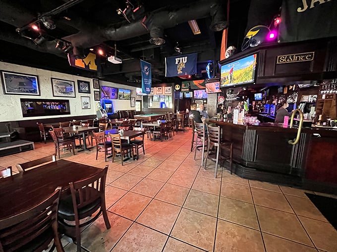 The dining area balances sports bar energy with family restaurant comfort &ndash; a rare feat that explains the diverse clientele.