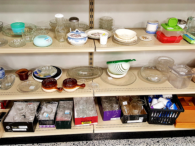 Mismatched dishes that somehow look perfect together &ndash; like the Brady Bunch of dinnerware.